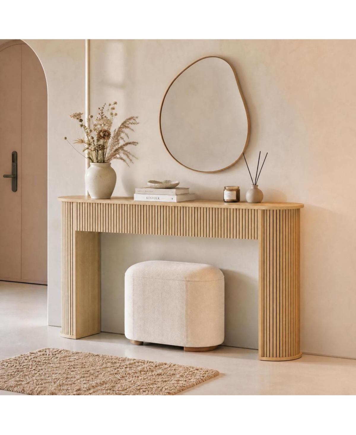 Click here for gaomon Fluted Console Table  59 Inch Wood Mid Cent... prices