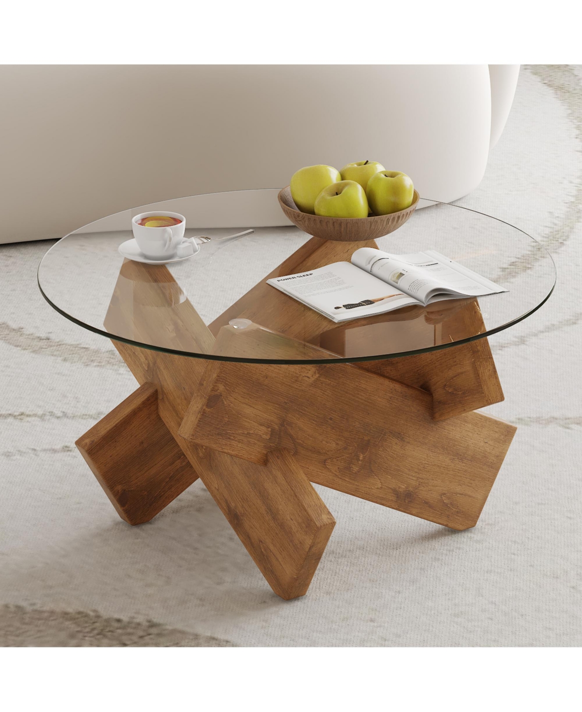 Click here for Flynama Modern Round Glass Coffee Table 33 Inch Te... prices