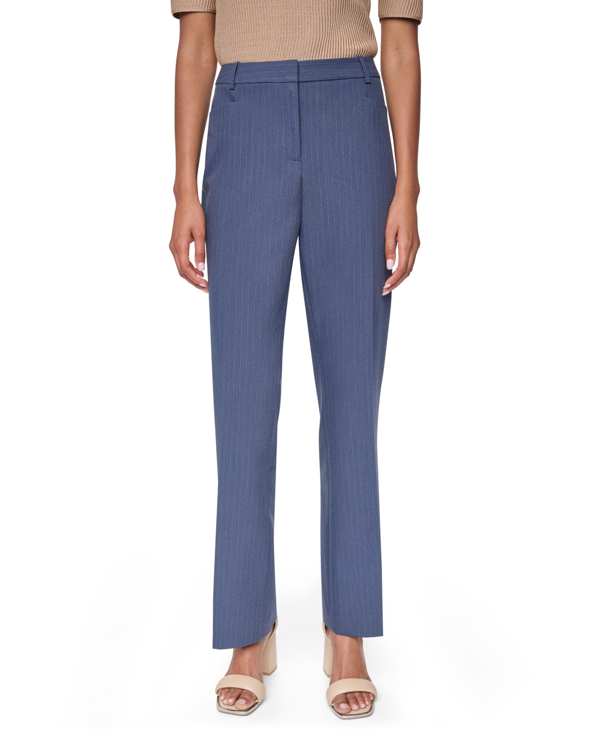 Click here for Dkny Womens Modern F Pinstripe Straight-Leg Trouse... prices