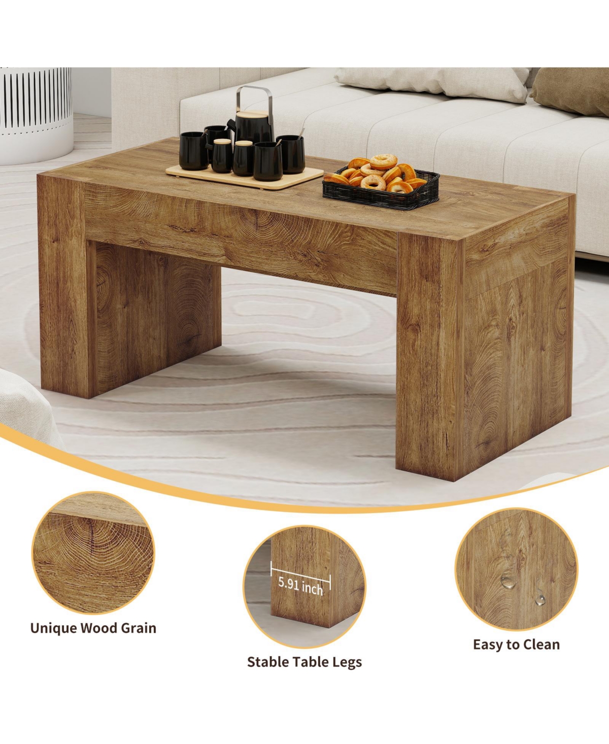 Click here for Flynama 48 Inch Farmhouse Wooden Coffee Table with... prices