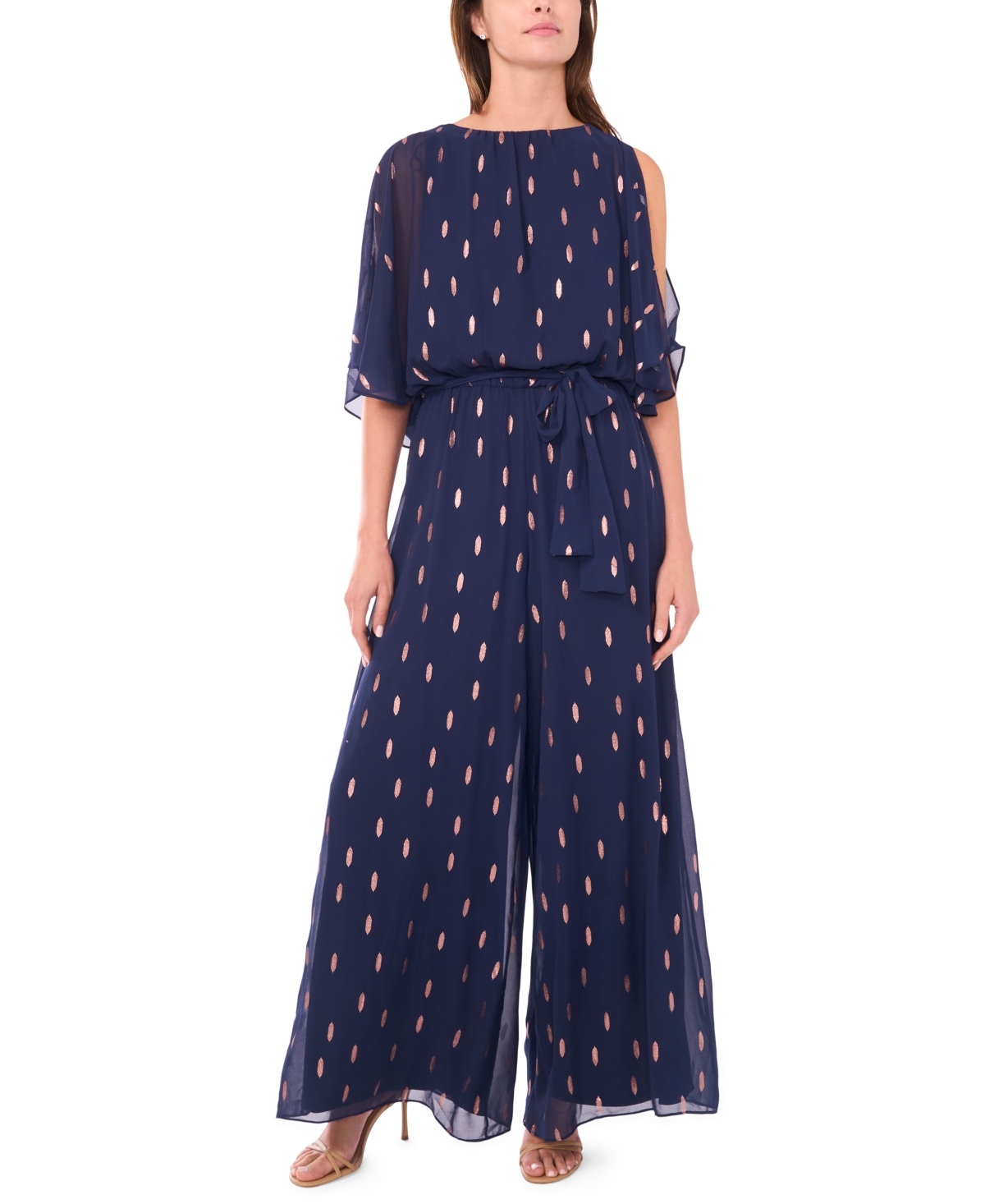 Click here for Msk Petite Clip Chiffon Wide-Leg Metallic Jumpsuit... prices