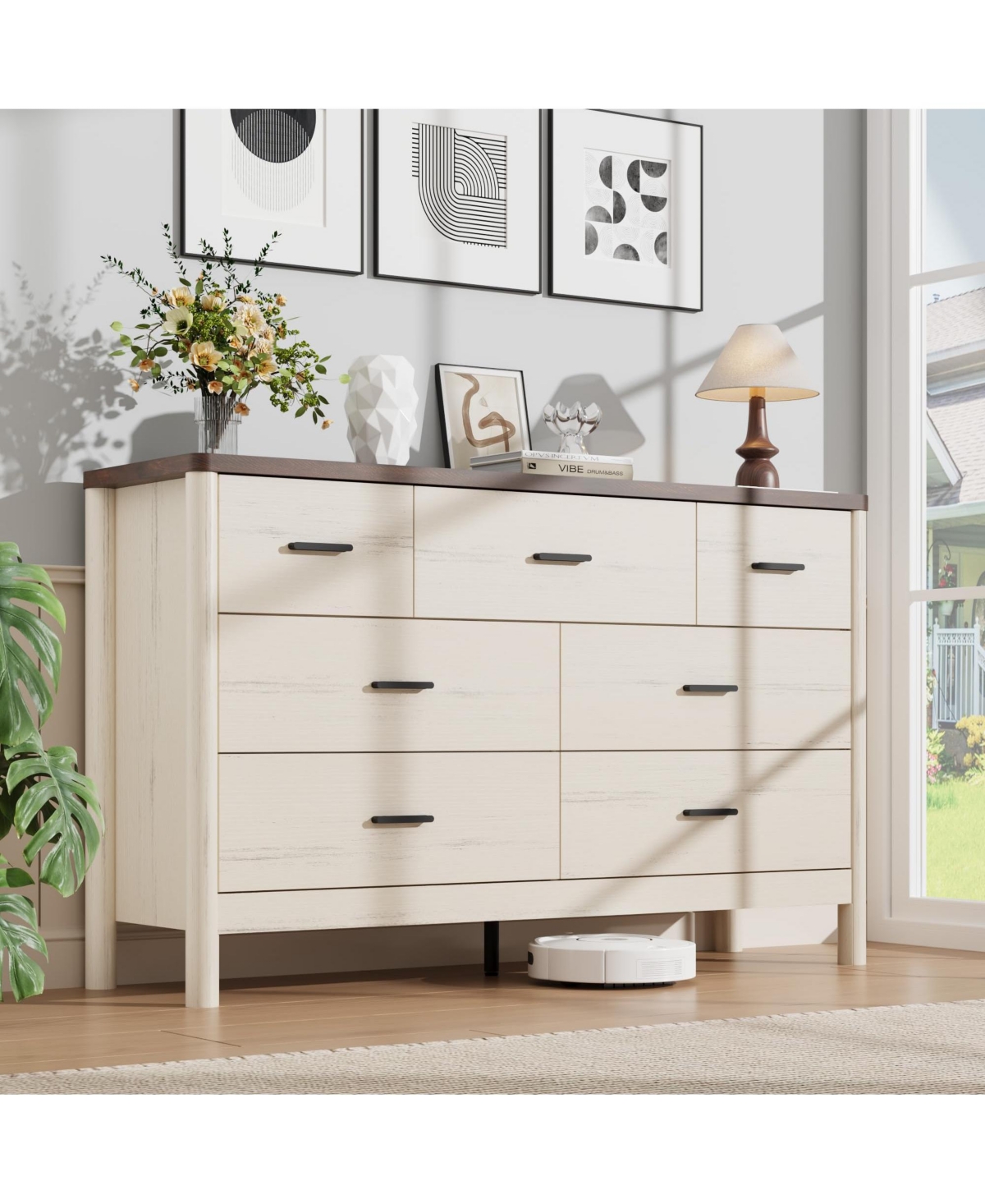 Click here for homfan 7 Drawer Dresser  53.15 Wide Farmhouse Ches... prices