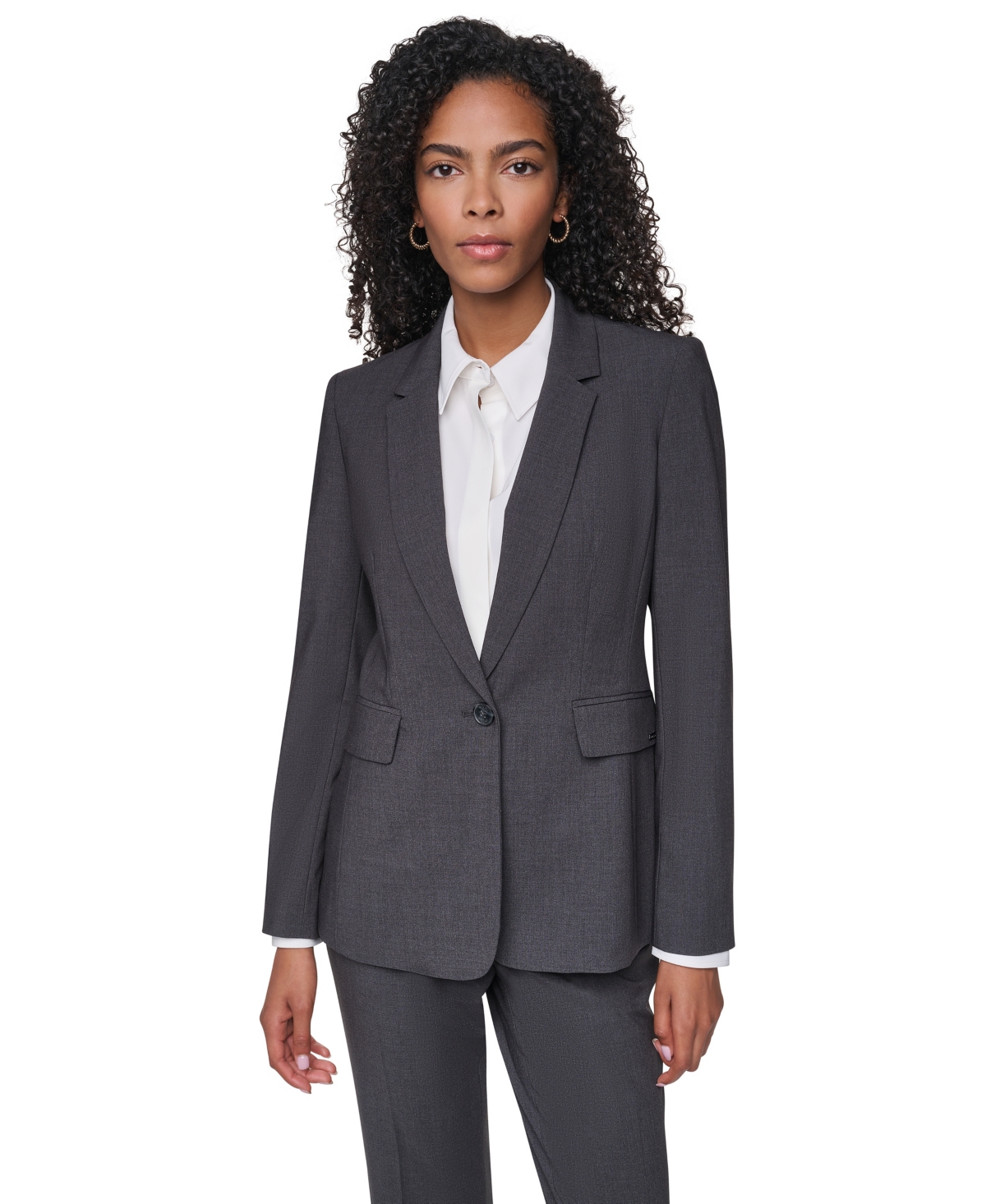 Click here for Dkny Petites Pick-Stitch Single-Button Blazer  Cre... prices