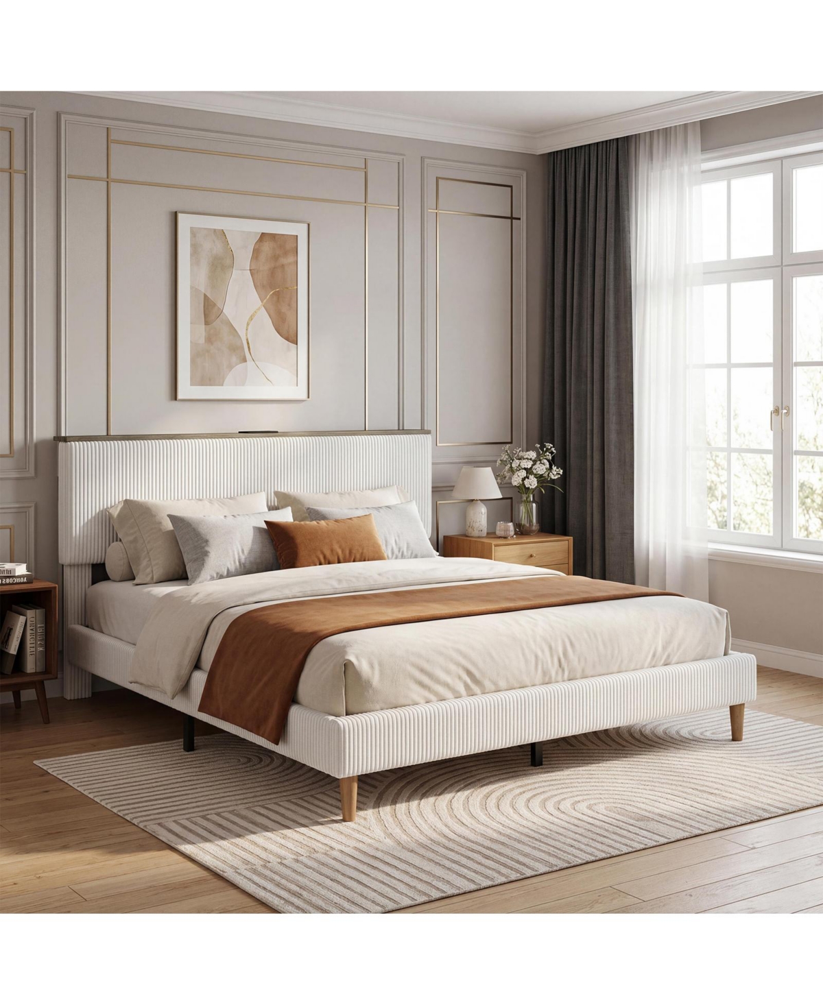 Click here for homfan Bed Frame Headboard  Upholstered Platform B... prices