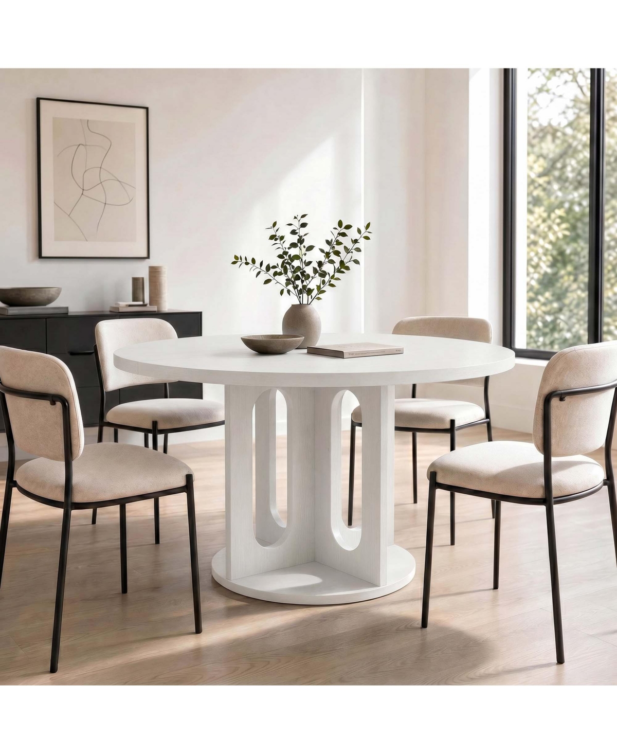 Click here for homfan 47 Inch Round Dining Table Seats 4-6  Circu... prices