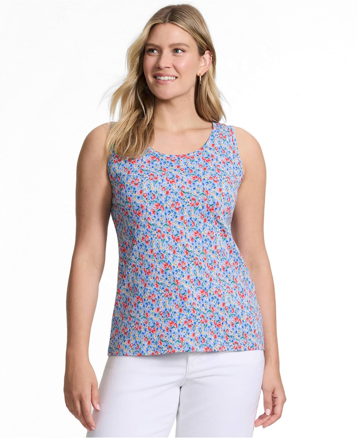 Click here for Lands End Womens Tall Cotton Tank Top - Clear blue... prices
