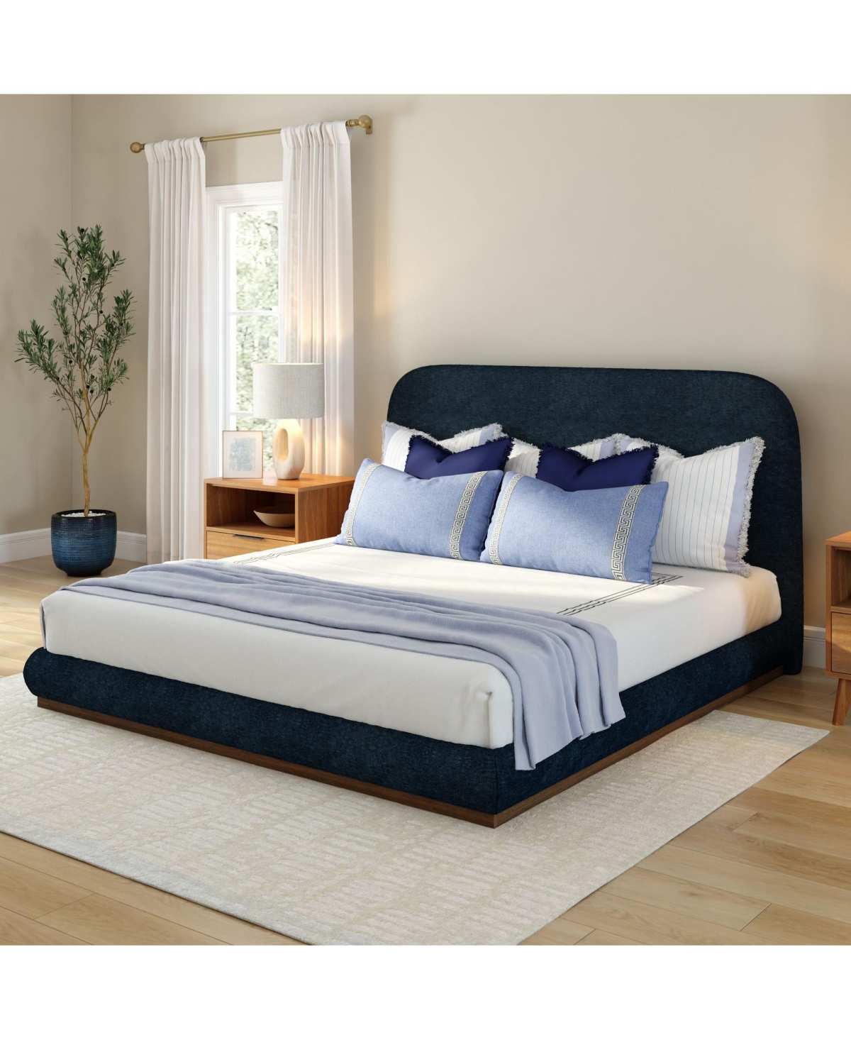 Click here for Plank+Beam Ashland Upholstered Bed (King) - Indigo prices