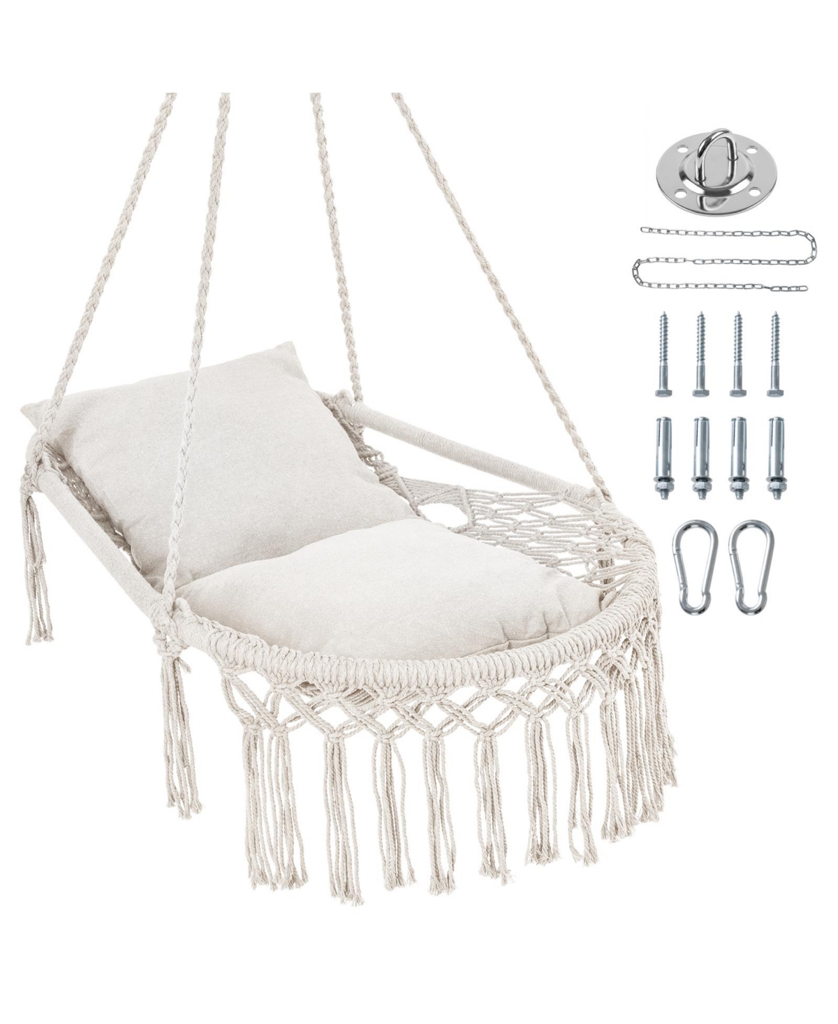 Click here for Costway Macrame Swing Chair with 2 Removable Cushi... prices