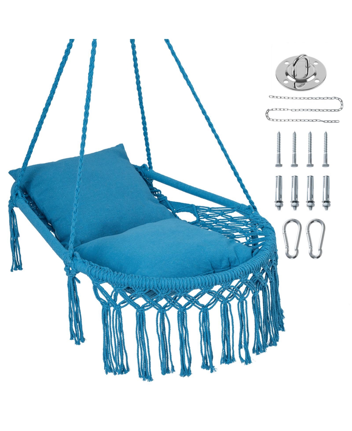 Click here for Costway Macrame Swing Chair with 2 Removable Cushi... prices