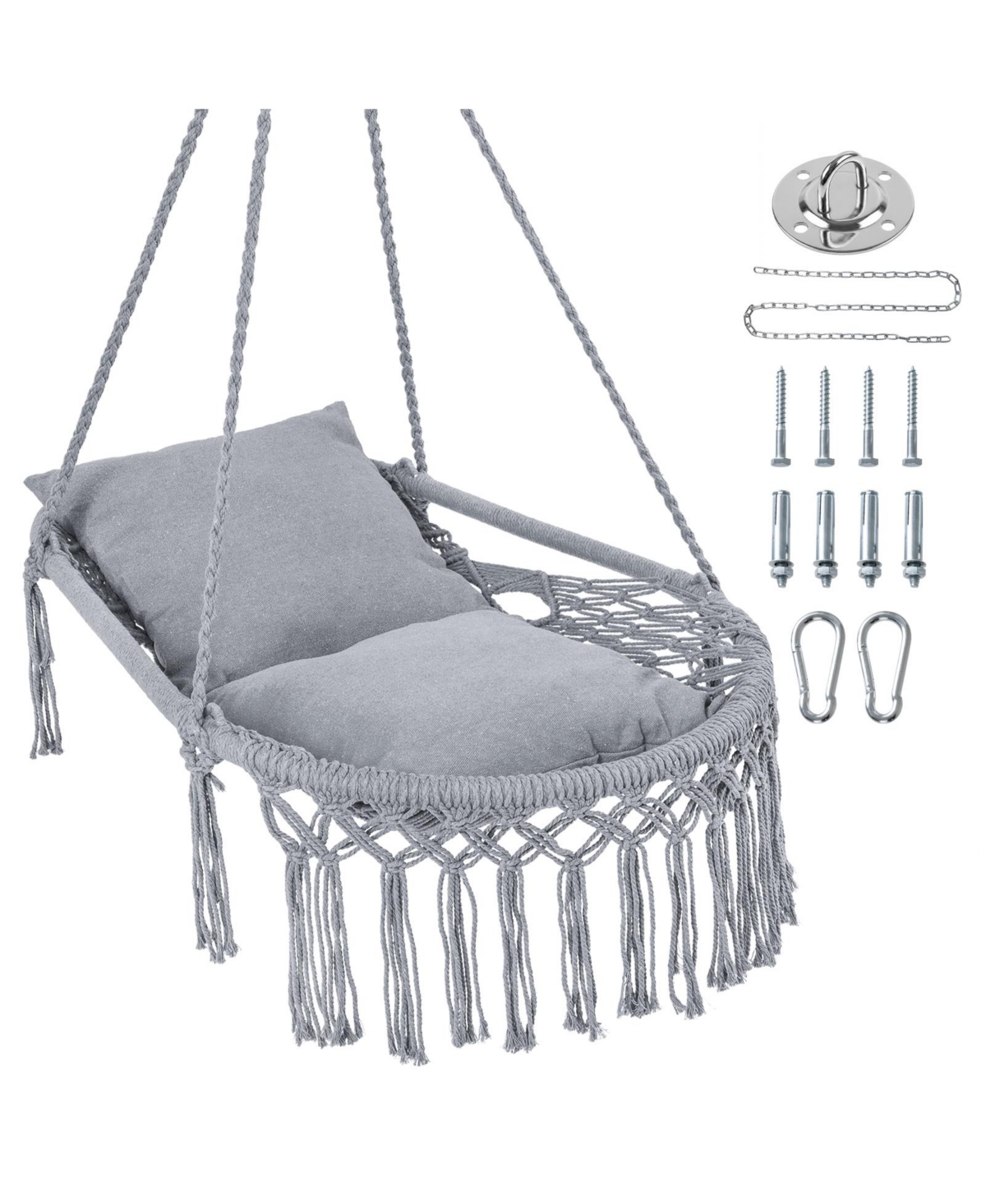 Click here for Costway Macrame Swing Chair with 2 Removable Cushi... prices