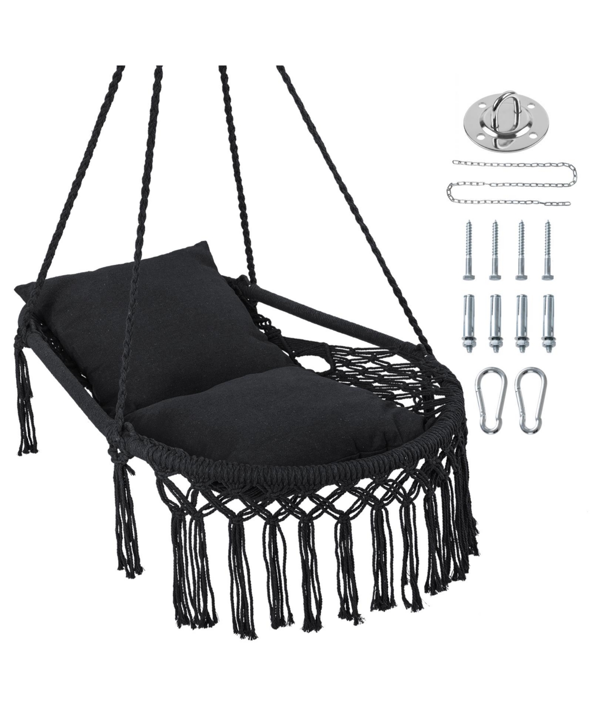 Click here for Costway Macrame Swing Chair with 2 Removable Cushi... prices