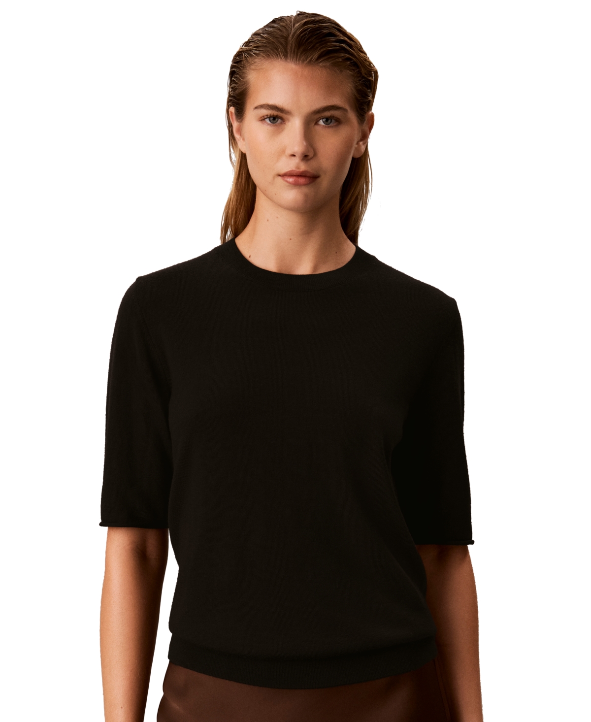Click here for Calvin Klein Petite Roll-Tab Sleeve Short-Sleeve P... prices