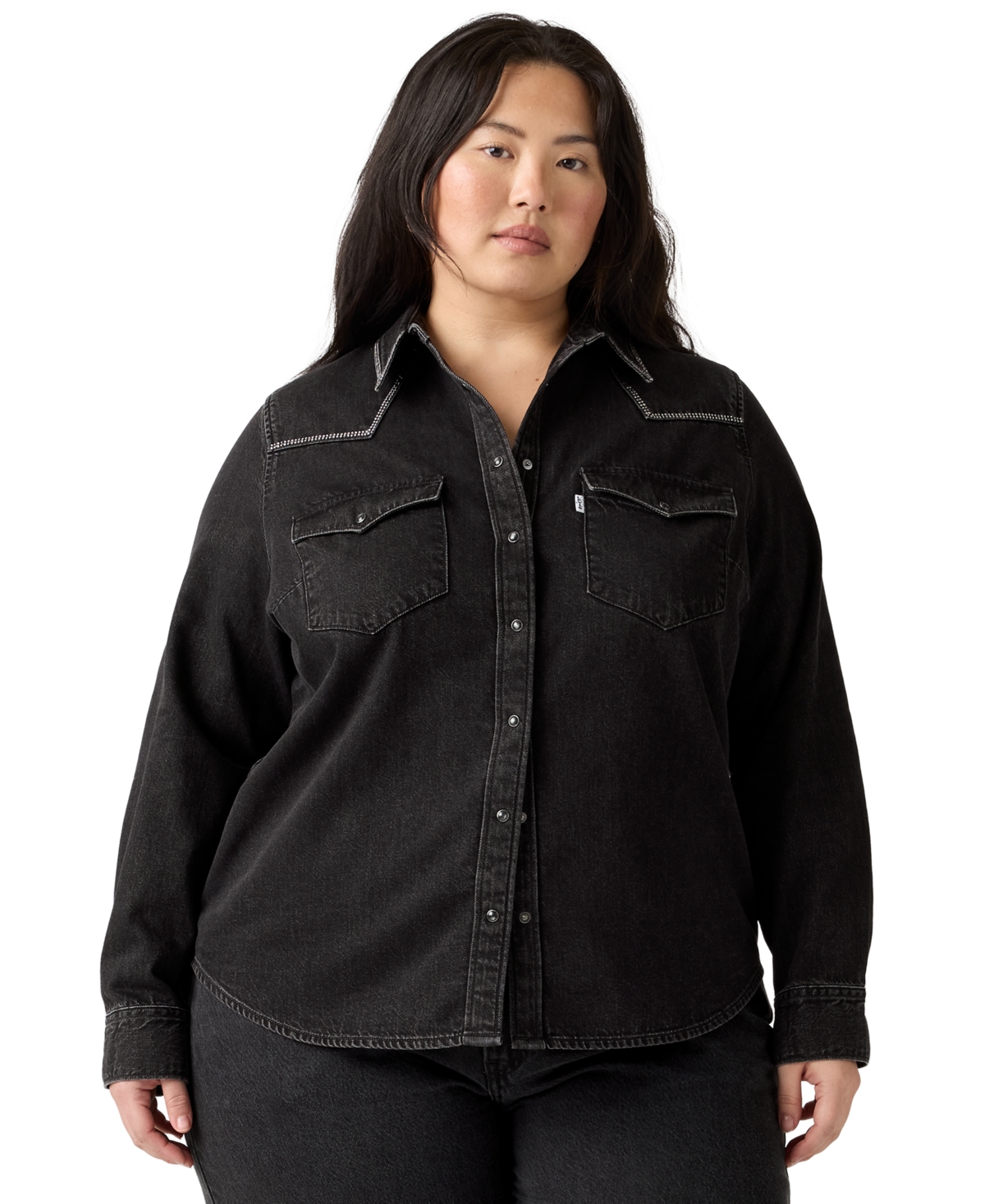 Click here for Levis Plus Size Ultimate Western Denim Button-Up S... prices