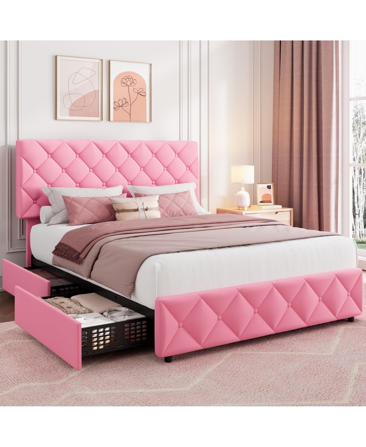Click here for Bed Frame with 4 Storage Drawers and Adjustable He... prices
