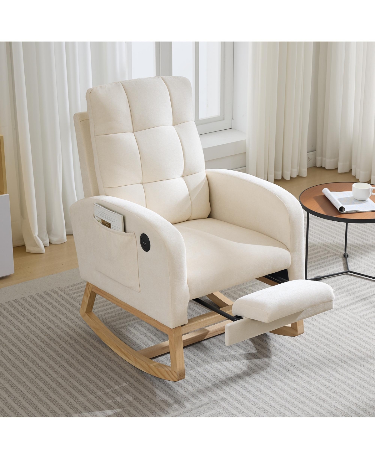 Click here for Rocking Chair  Linen Upholstered Glider Armchair f... prices