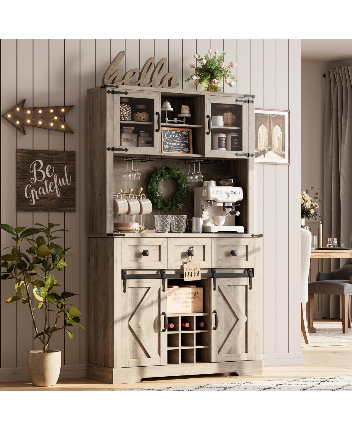 Click here for 72 in Farmhouse Bar Cabinet with Sliding Barn Door... prices
