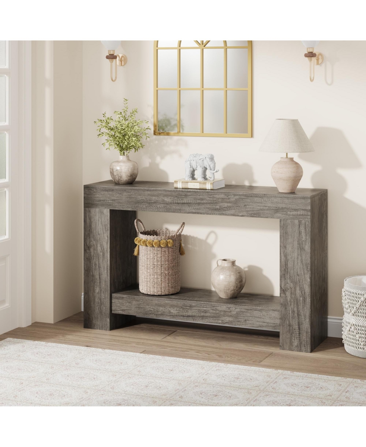 Click here for 47.2 Farmhouse Console Table with H-Base  2-Tier E... prices