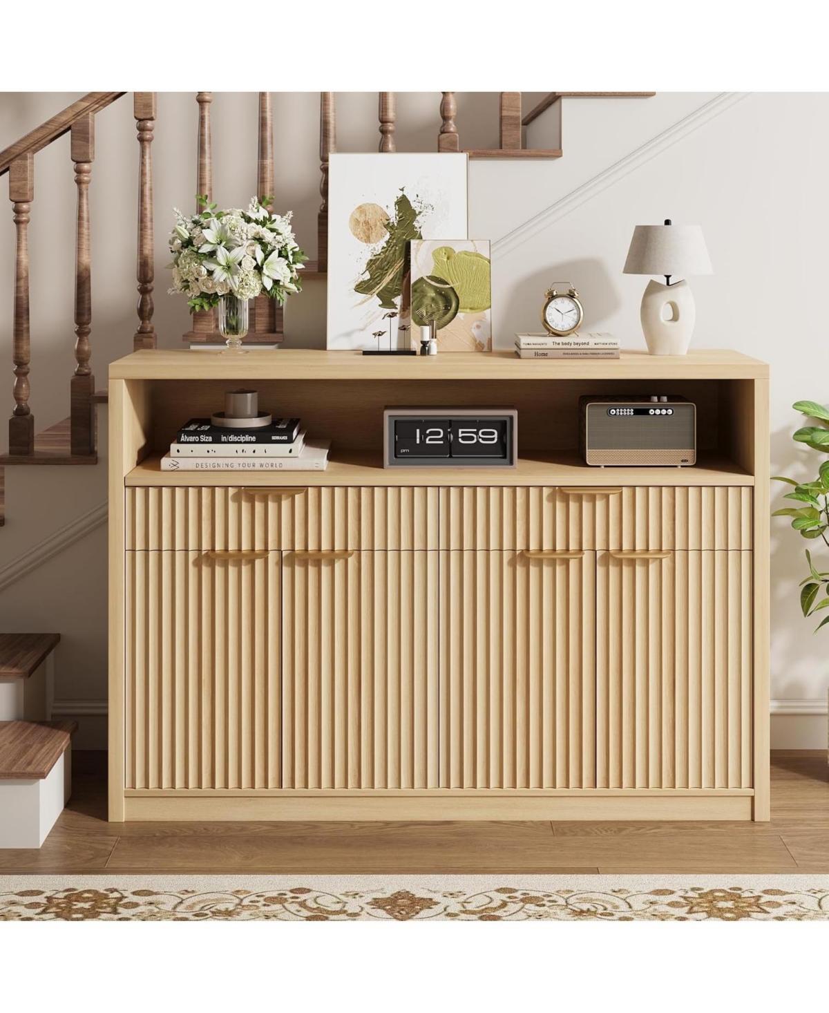Click here for 51 Modern Fluted Buffet Sideboard Cabinet with Doo... prices