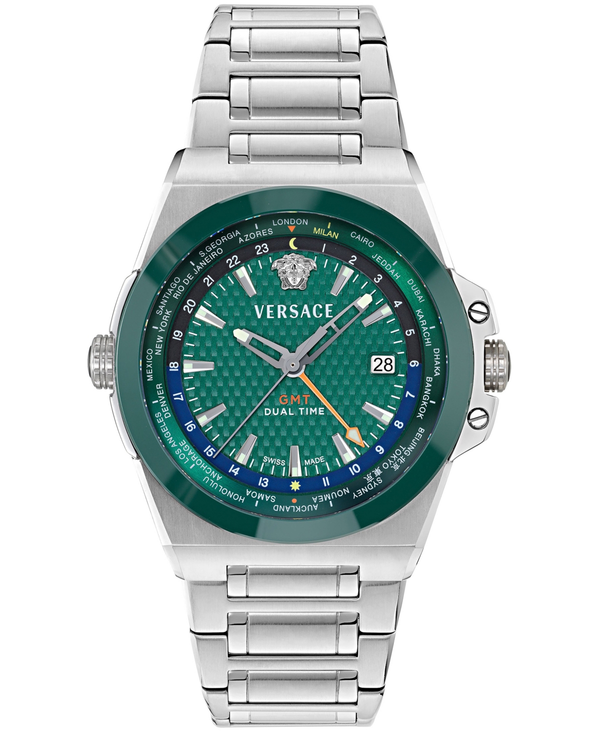 Click here for Versace Mens Greca Reaction Gmt Ip Black Stainless... prices