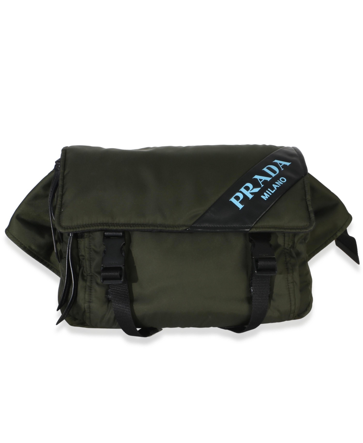 Click here for Pre-Owned Prada Green Tessuto Logo Stripe Buckle M... prices