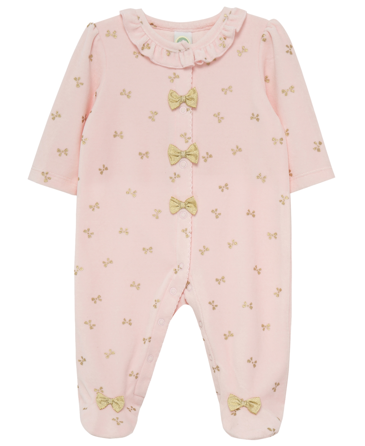 Click here for Little Me Baby Girls Gold Bows Footie Coverall - P... prices