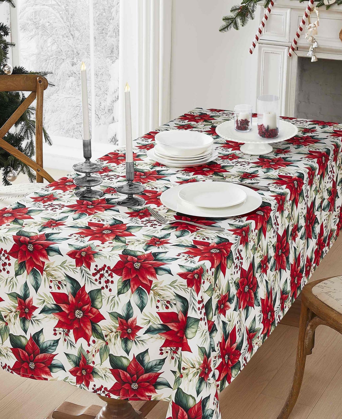 Click here for Avanti Poinsettia Rectangle Tablecloth  60 x 144 -... prices