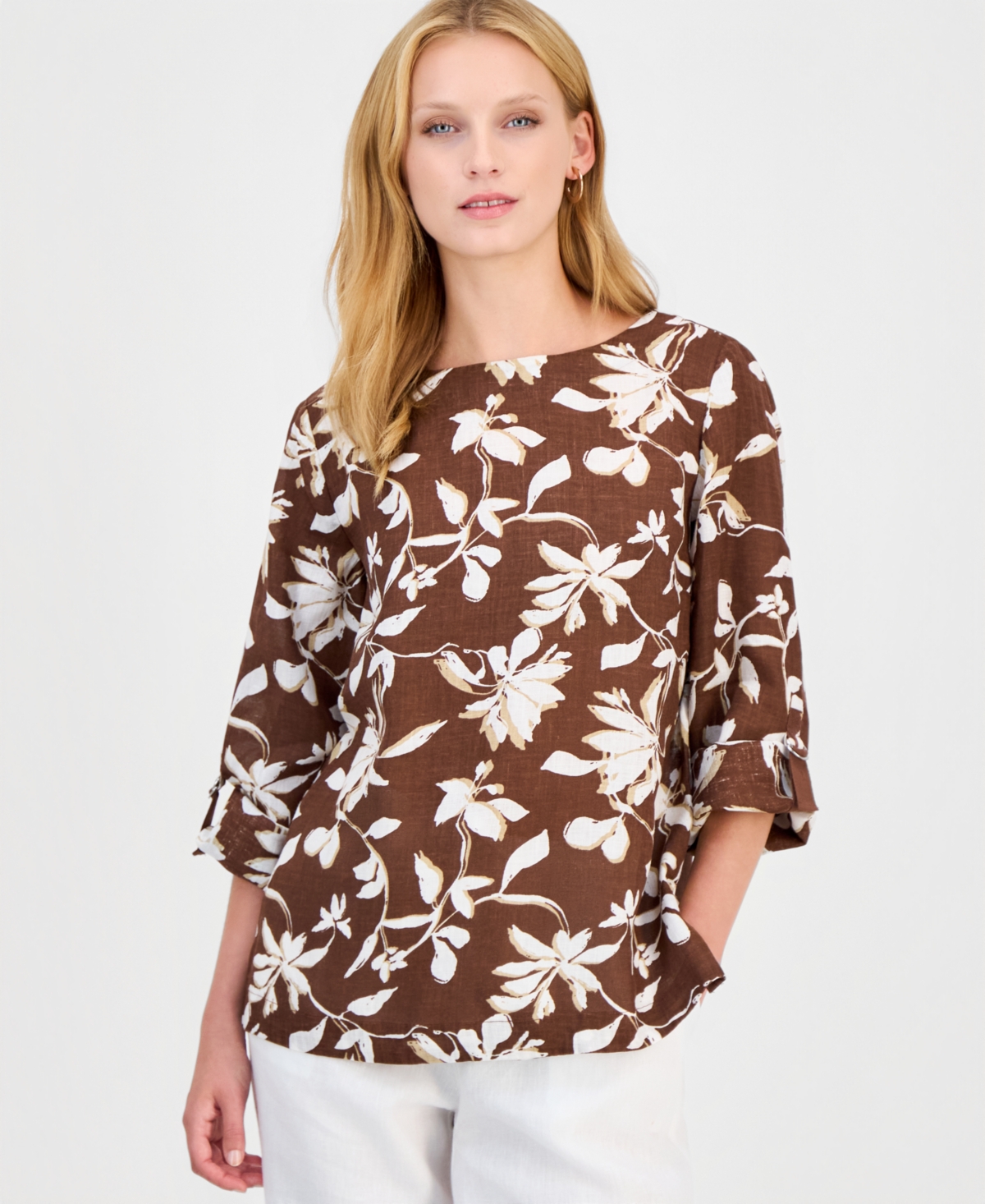 Click here for Charter Club Womens 100 Linen D-Ring Top  Created... prices