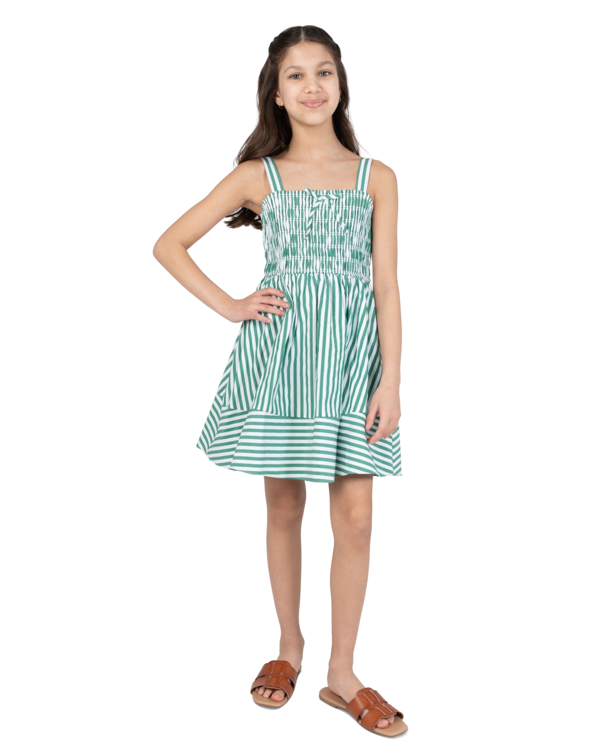 Click here for Rare Editions Girls 7-16 Striped Cotton Smocked Bo... prices
