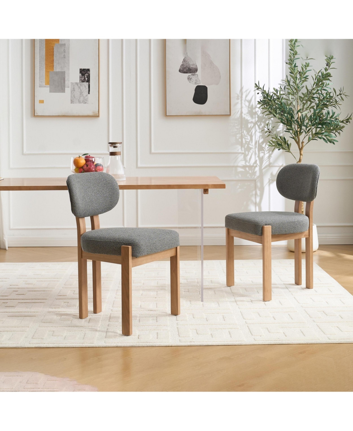 Click here for Flynama Wooden Dining Chairs Set of 2  Fabric Upho... prices