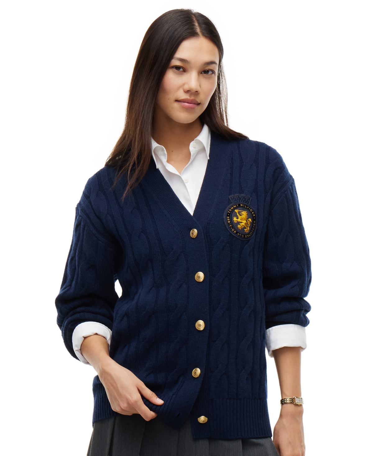 Click here for Tommy Hilfiger Womens American Icons Cable-Knit V-... prices