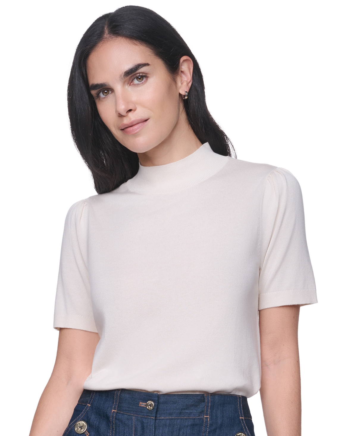 Click here for Tommy Hilfiger Womens Short-Sleeve Mock-Neck Puff-... prices