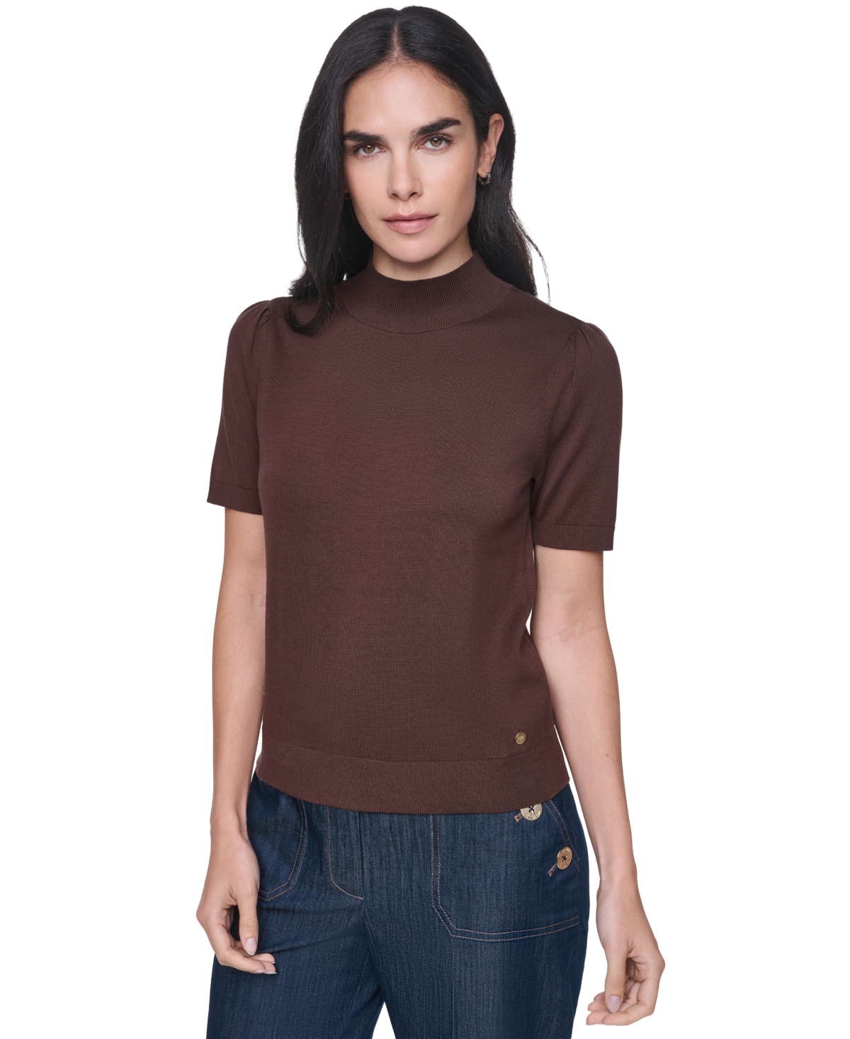 Click here for Tommy Hilfiger Womens Short-Sleeve Mock-Neck Puff-... prices