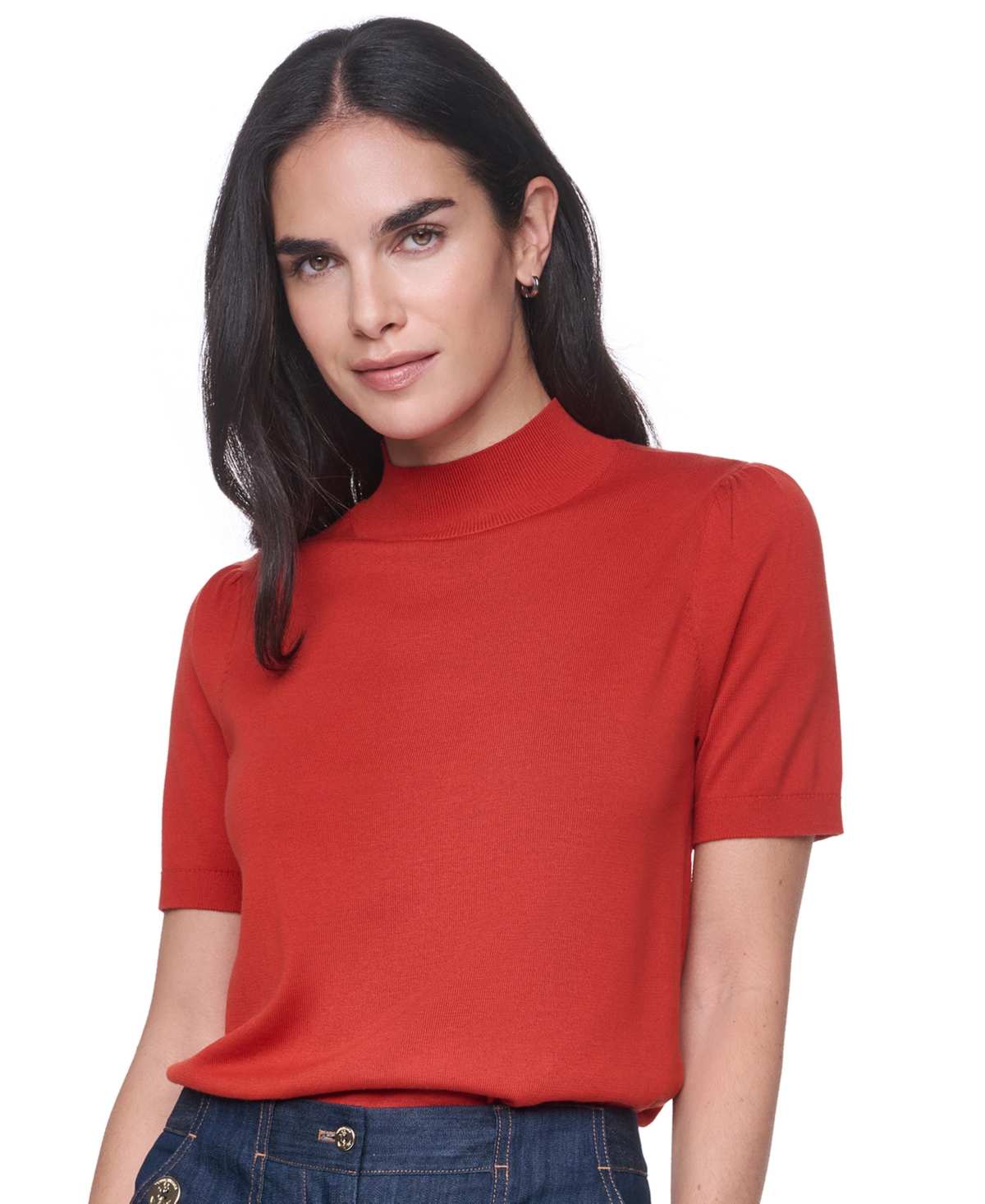 Click here for Tommy Hilfiger Womens Short-Sleeve Mock-Neck Puff-... prices