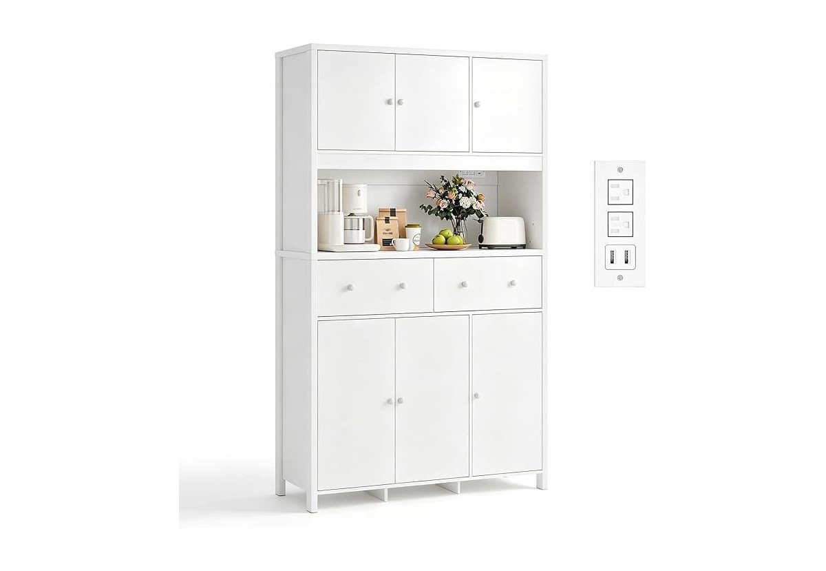 Click here for homfan 71 Tall Kitchen Pantry Cabinet with Charing... prices