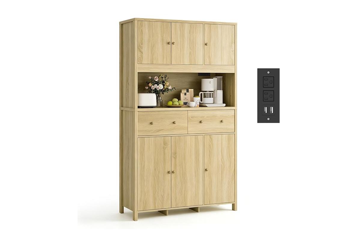 Click here for homfan 71 Tall Kitchen Pantry Cabinet with Charing... prices
