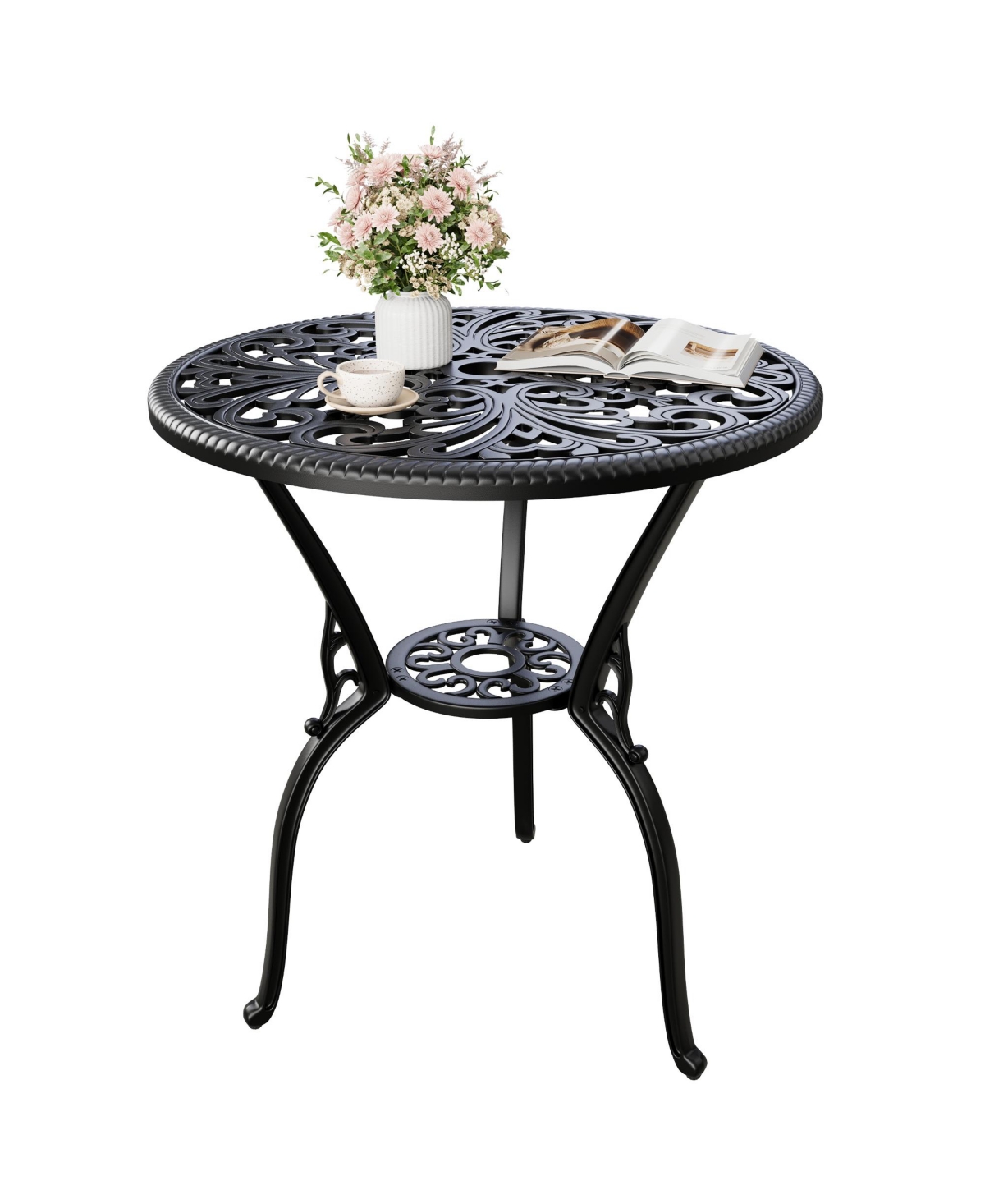 Click here for homfan Round Patio Coffee Table with Umbrella Hole... prices