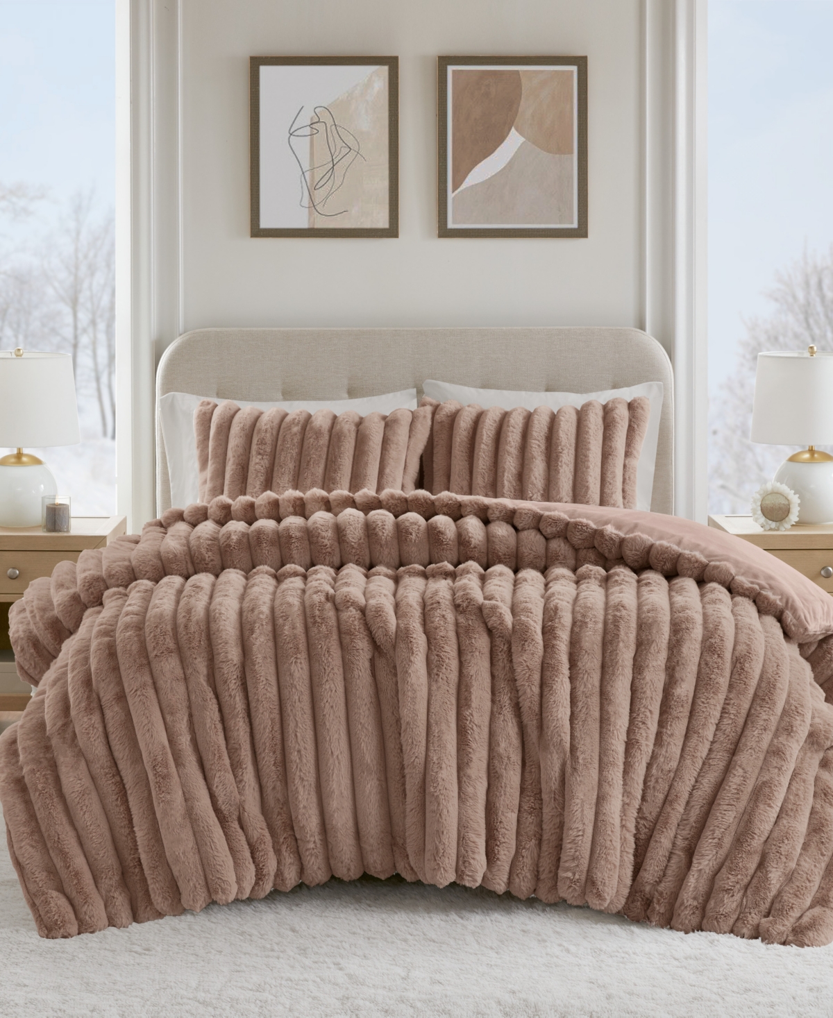 Click here for Madison Park Jasmine Faux Fur Reverse to Velvet 3-... prices