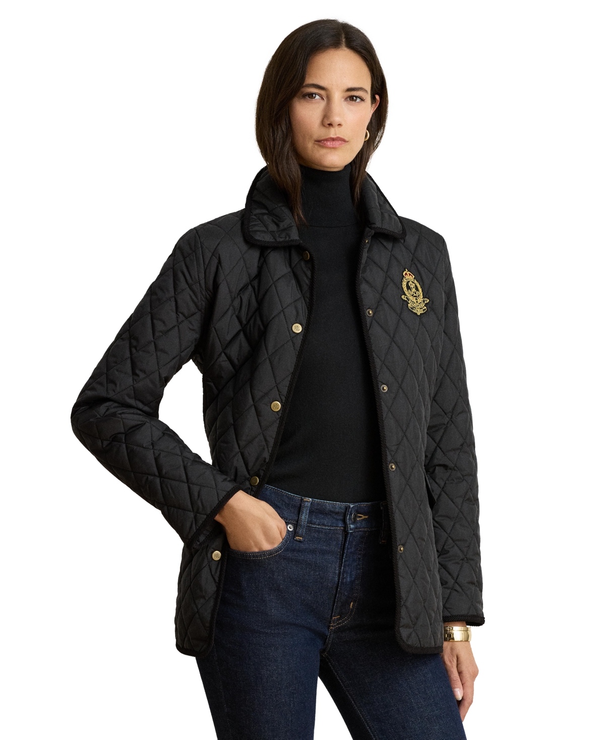 Click here for Lauren Ralph Lauren Womens Crested Quilted Jacket... prices