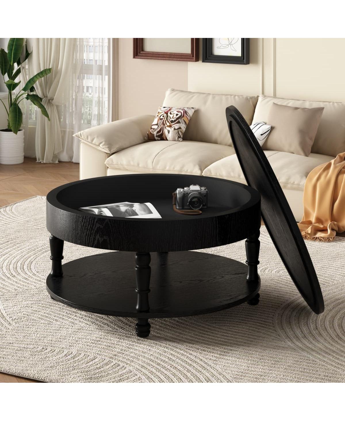 Click here for The Pop Home Solid Wood Round Lift-Top Coffee Tabl... prices