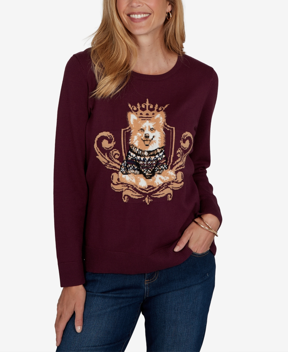 Click here for Ruby Rd. Petite Corgi-Graphic Scoop Neck Pullover... prices