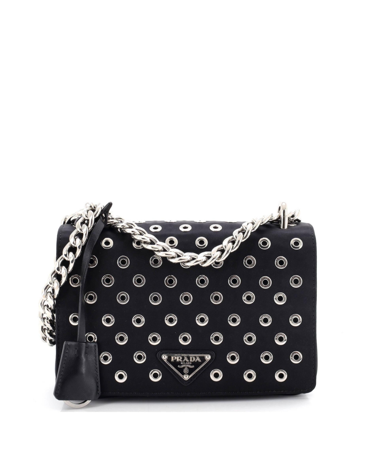Click here for Pre-Owned Prada Small Grommet Chain Flap Shoulder... prices
