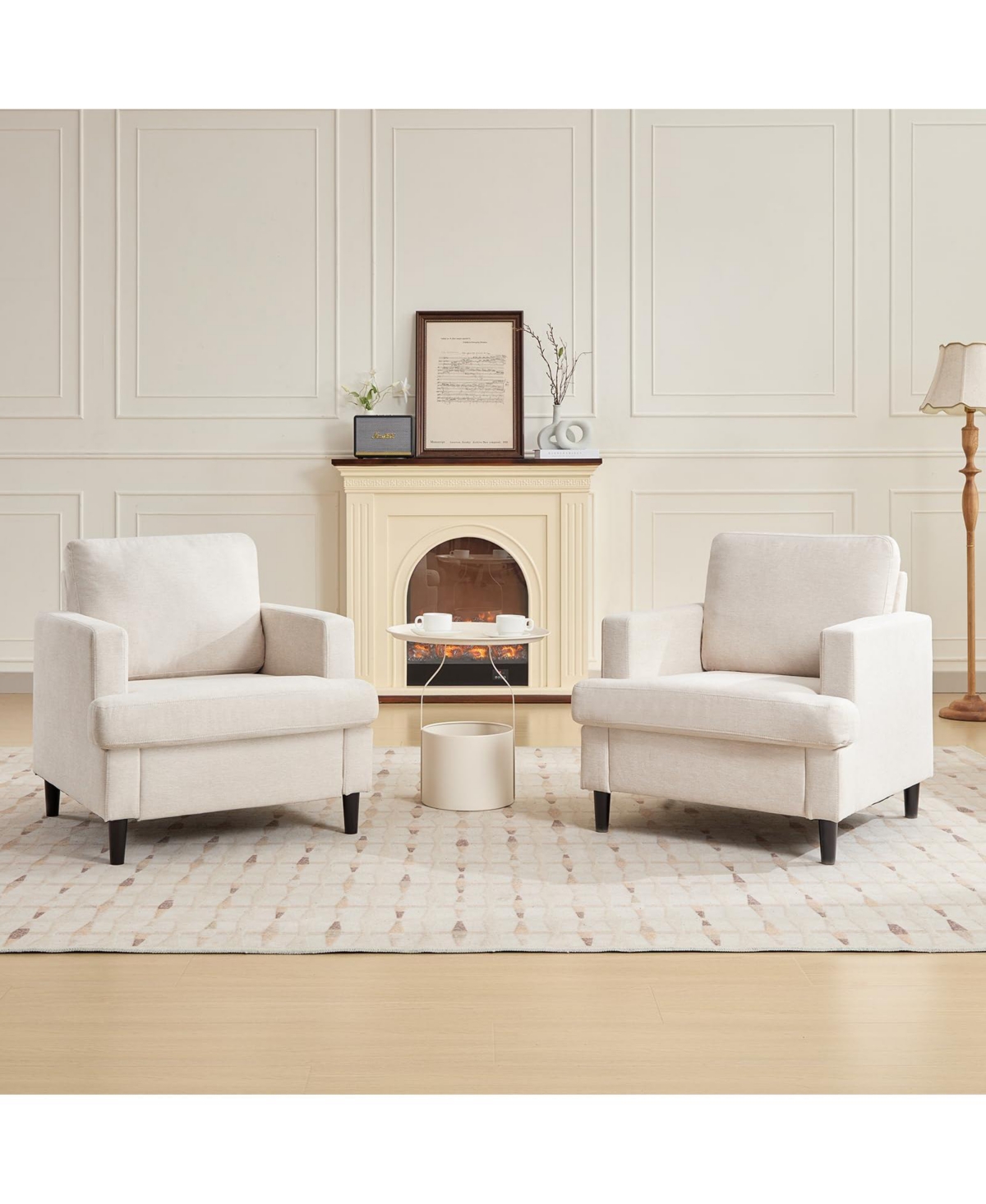 Click here for Set of 2 Mid-Century Linen Upholstered Accent Chai... prices