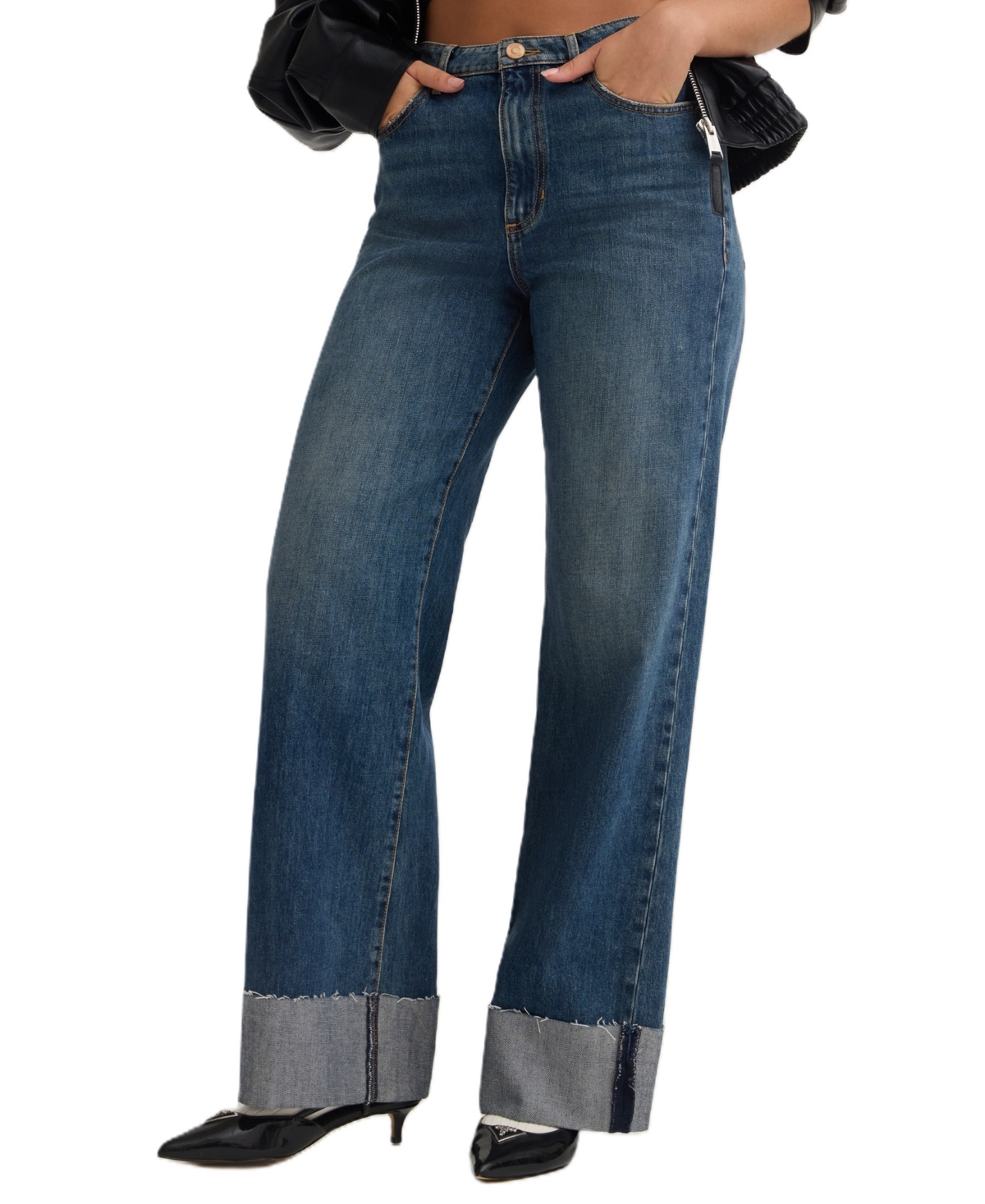Click here for Guess Womens Rey High-Waisted Wide-Leg Jeans - Ash... prices
