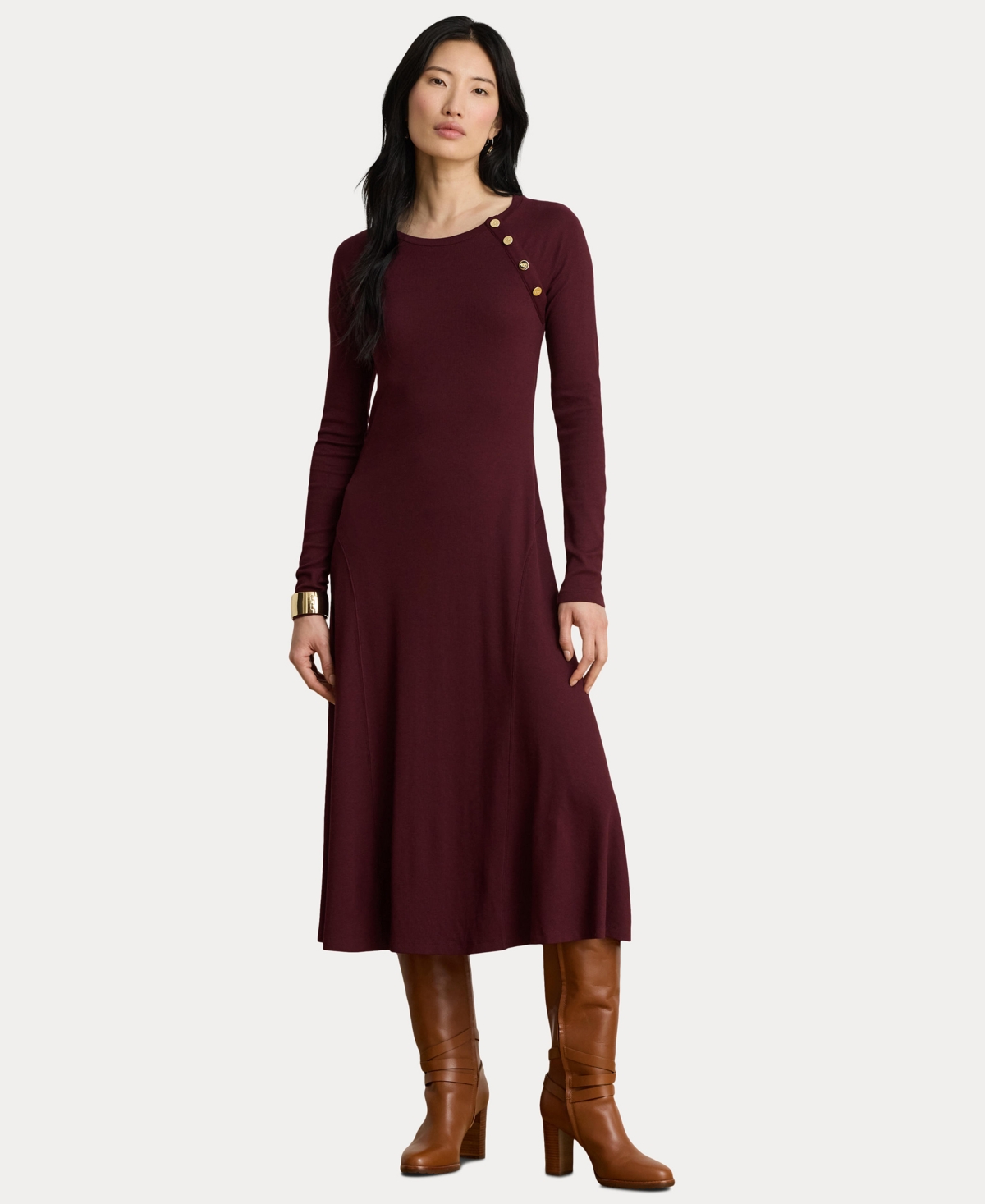 Click here for Lauren Ralph Lauren Womens Rib-Knit Midi Crewneck... prices