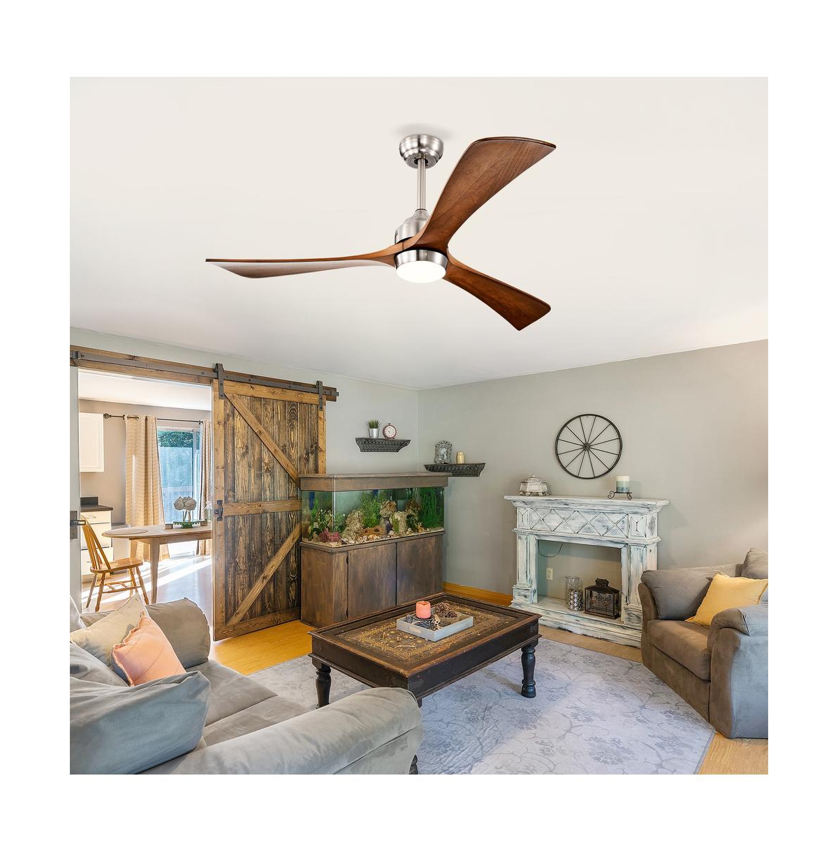 Click here for Sofucor 52-in Sand Nickel Modern Led Ceiling Fan w... prices