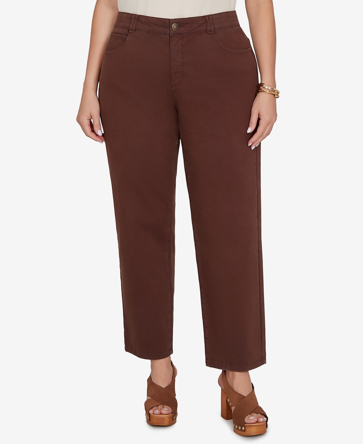 Click here for Ruby Rd. Plus Size Colored Denim Mid-Rise Straight... prices