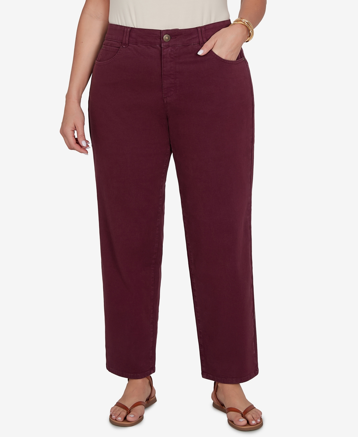 Click here for Ruby Rd. Plus Size Colored Denim Mid-Rise Straight... prices
