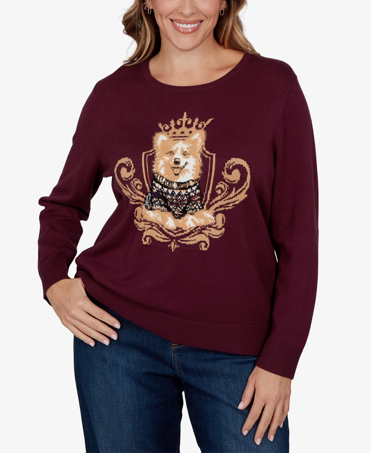 Click here for Ruby Rd. Plus Size Corgi Graphic Long-Sleeve Pullo... prices