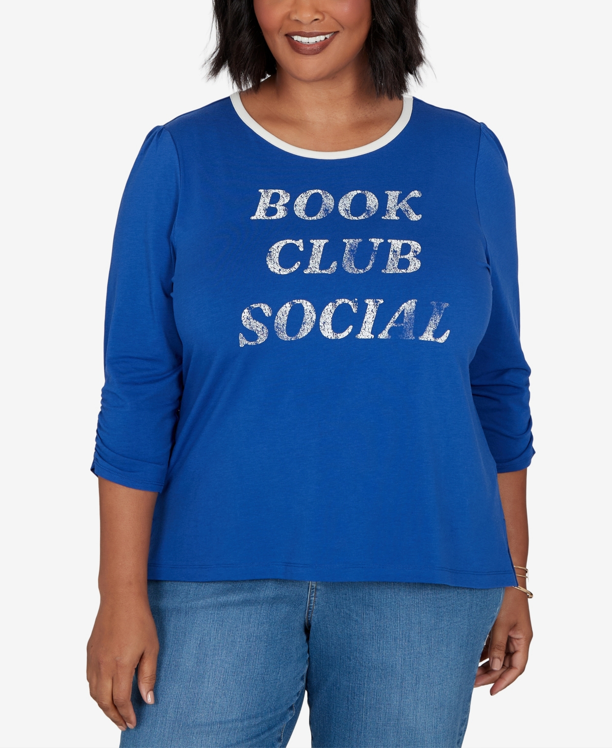Click here for Ruby Rd. Plus Size Book Club Graphic Crewneck 3/4-... prices