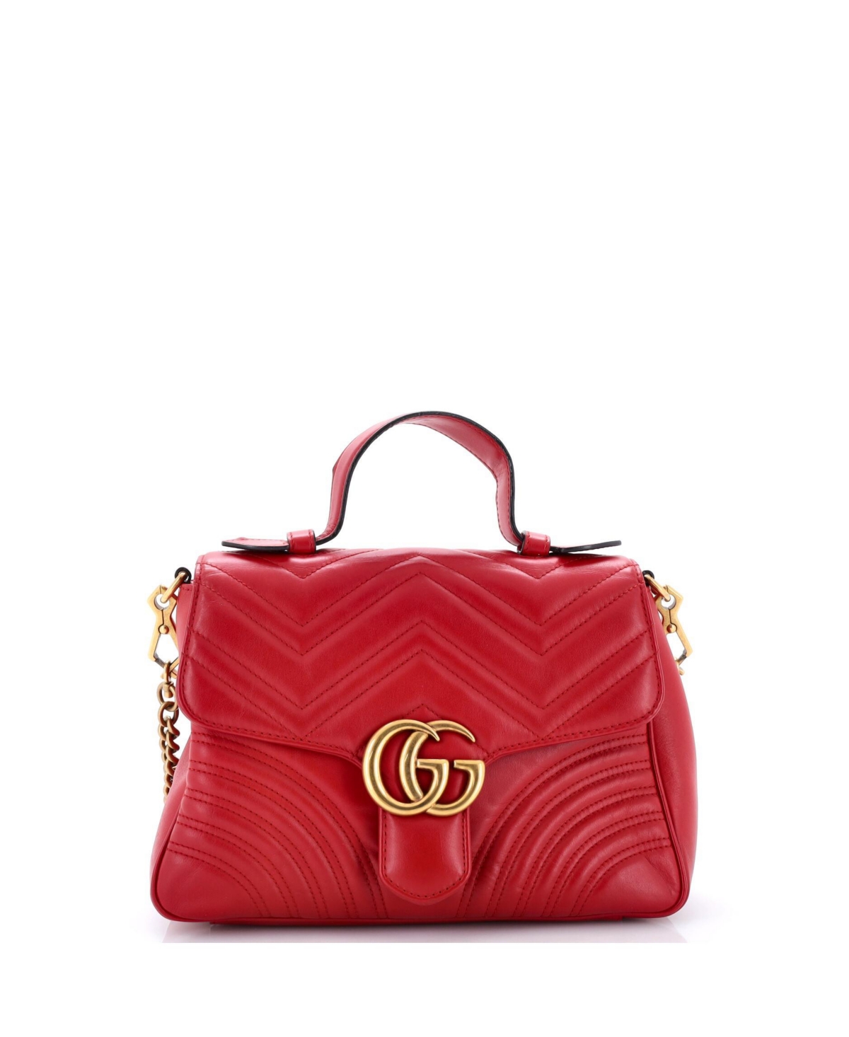Click here for Pre-Owned Gucci Small Gg Marmont Top Handle Flap B... prices